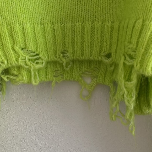 Zara | Sweaters | Zara Neon Ripped Crop Sweater | Poshmark